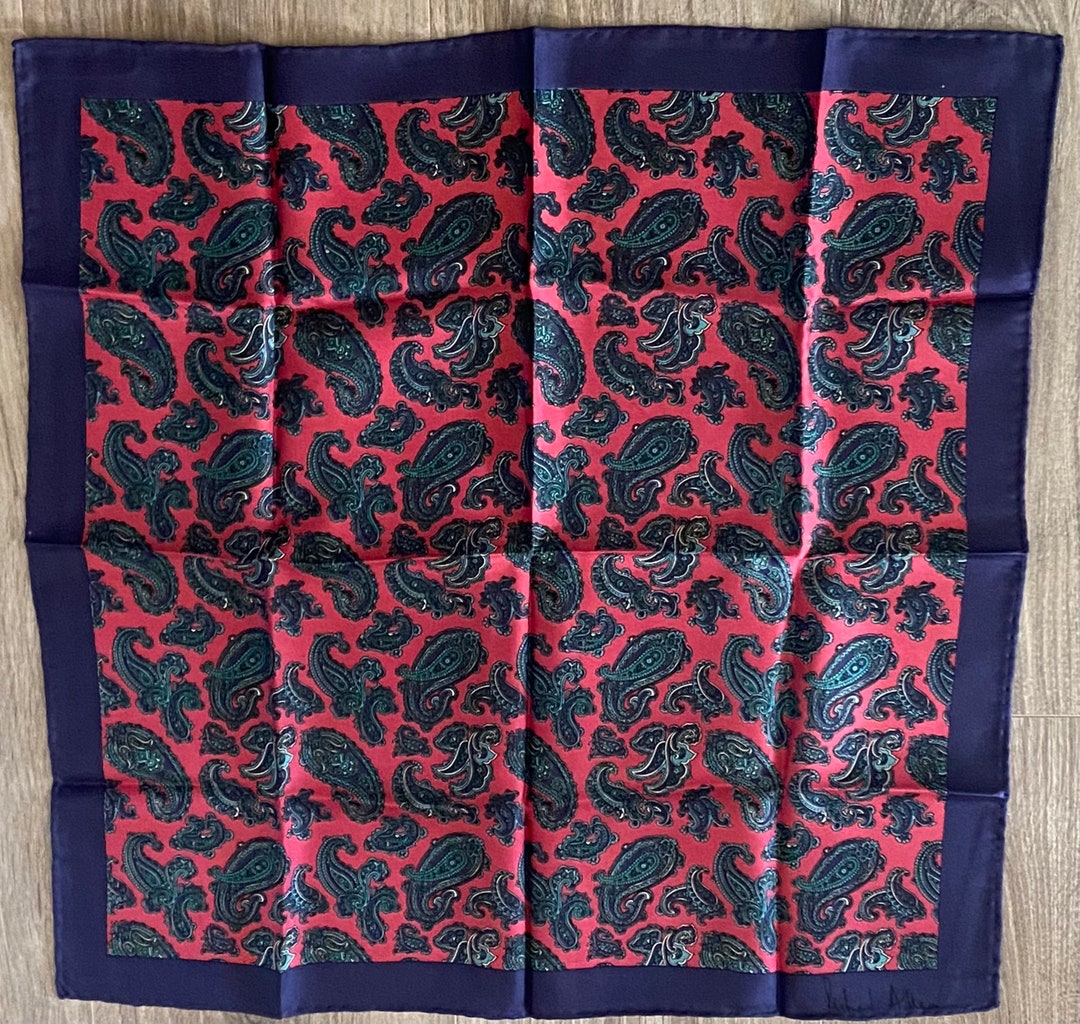 Richard Allan Silk Scarf, Neckerchief Bandana, Red Paisley Pattern ...