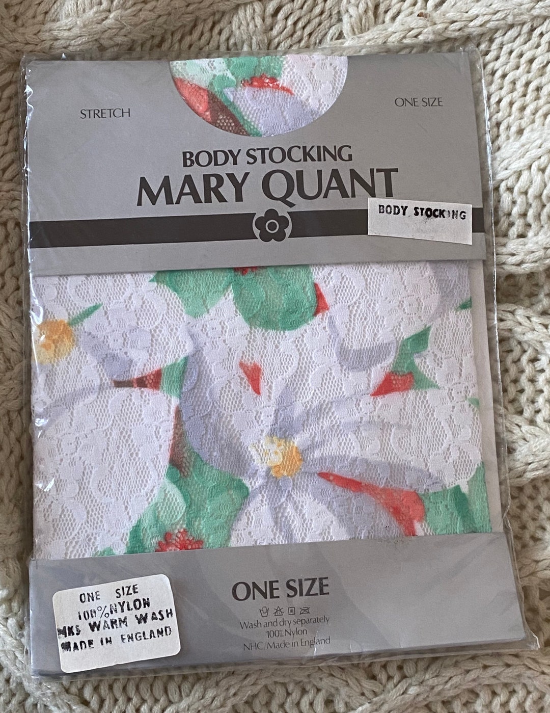 Mary Quant Body Suit, Green White Lace Pattern Stretch Nylon 1970s ...