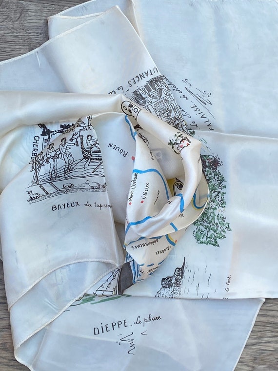 Normandy Map Scarf, 29” Square // Map, Landmarks and … - Gem