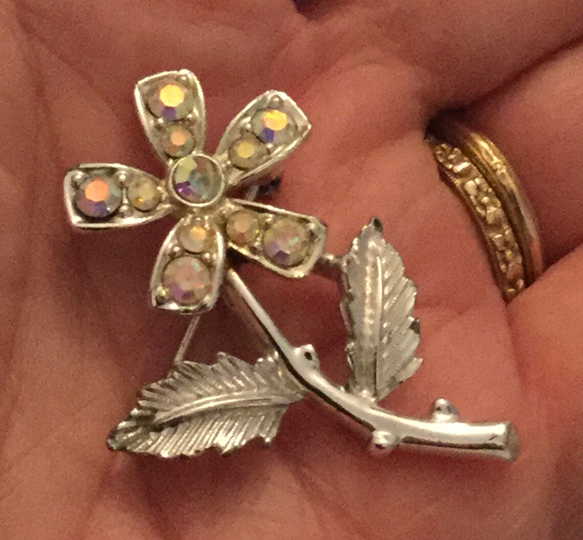 Sparkly Glass Flower Brooch, 1960s Designer Jewellery - Etsy