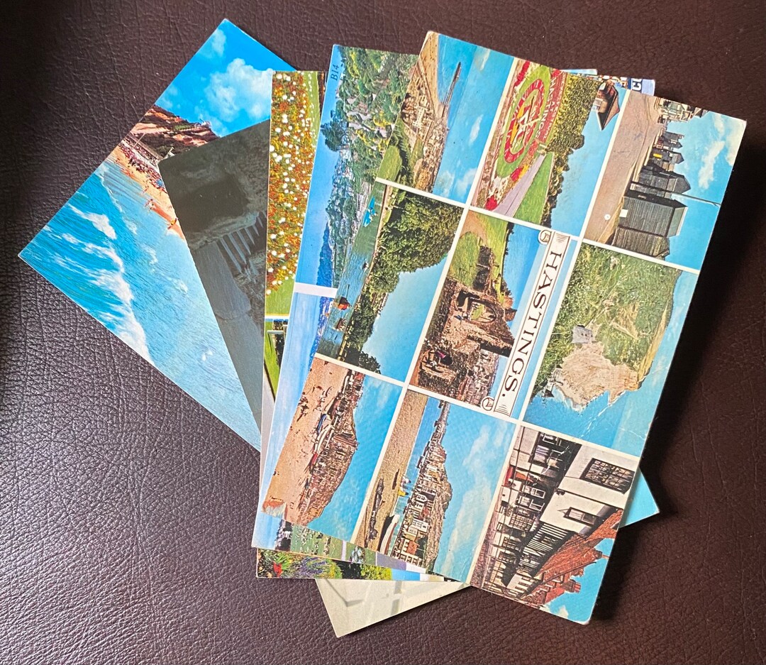 Five British Seaside Postcards 1980s, Hastings Paignton Worthing ...