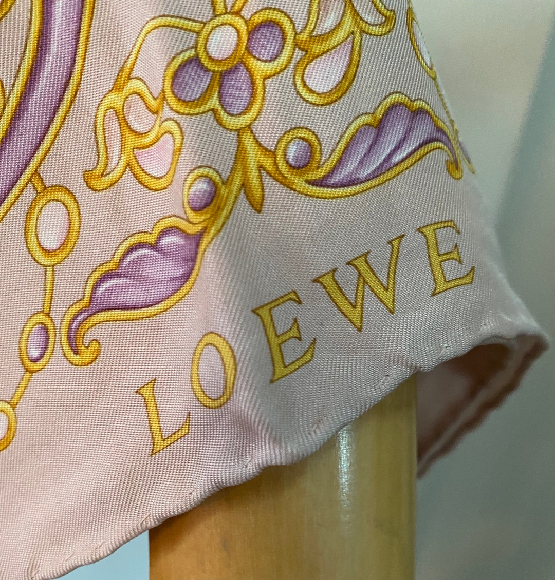 Loewe Silk Scarf Pink Gold Amethyst Floral Vintage Fabric - Etsy
