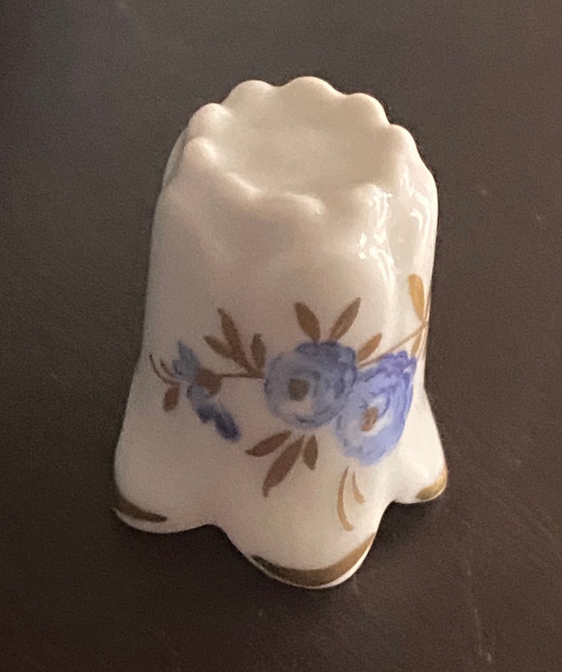 German Thimble, Blue Wildflowers Ceramic Thimble, Hand Painted by ...