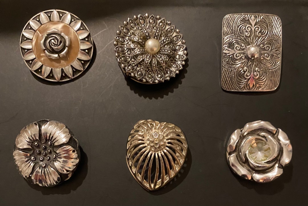 Ornate Silver Tone Scarf Clasps, Shawl Clips, Vintage Brooches, CHOOSE ...