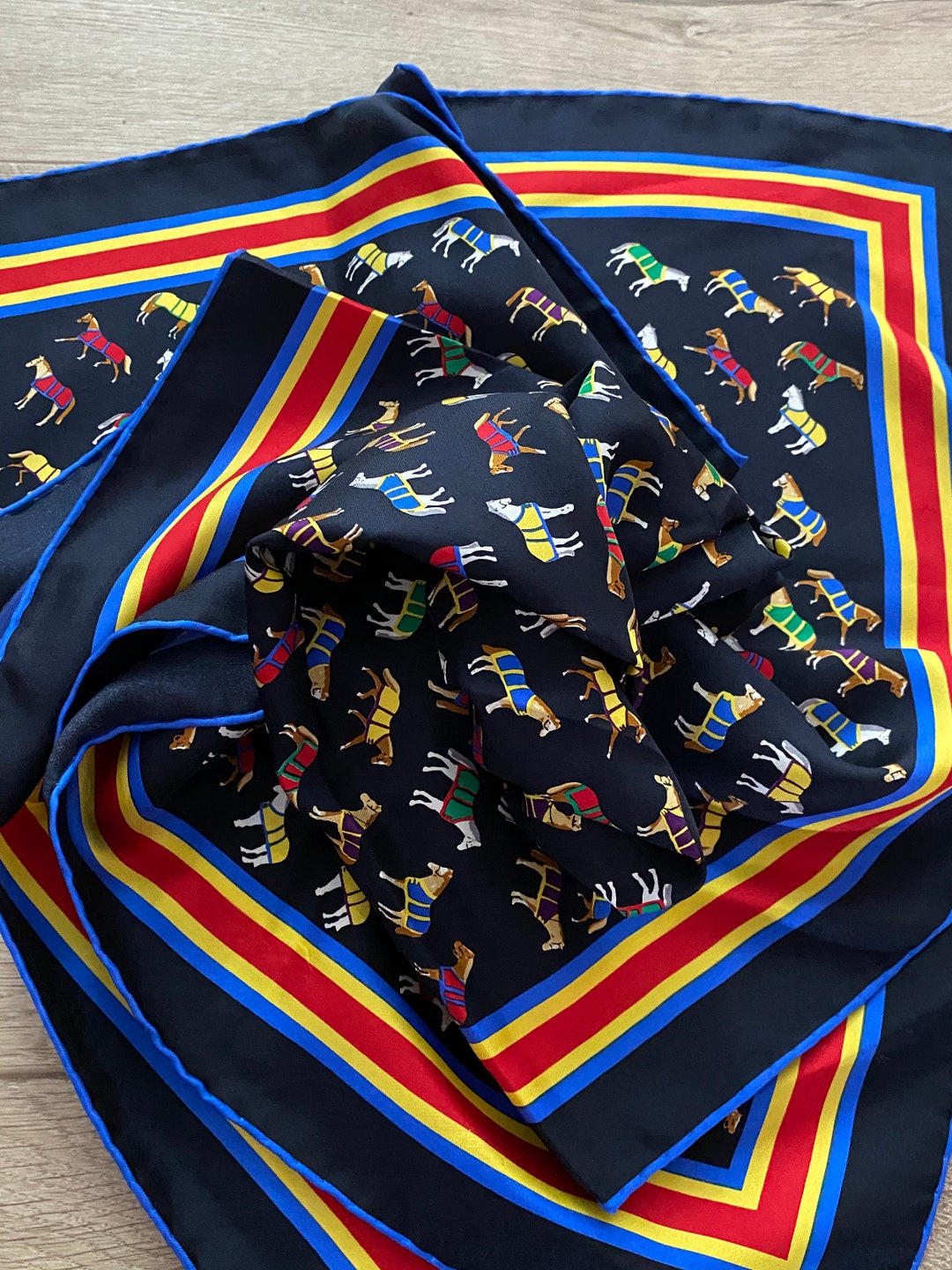 Horses in Their Rugs Silk Scarf, 30 Square // Designer, Alynn Stamford ...