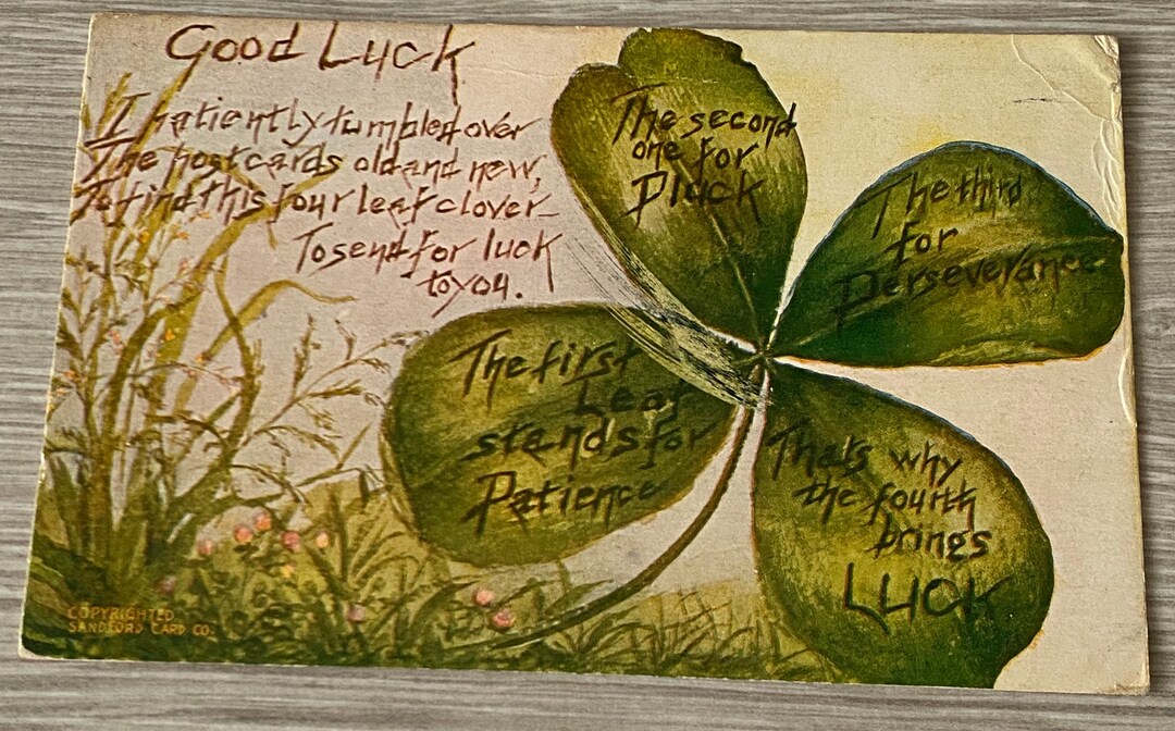 St Patricks Day Postcard, Four Leaf Clover, Medici Vintage Collectibles ...