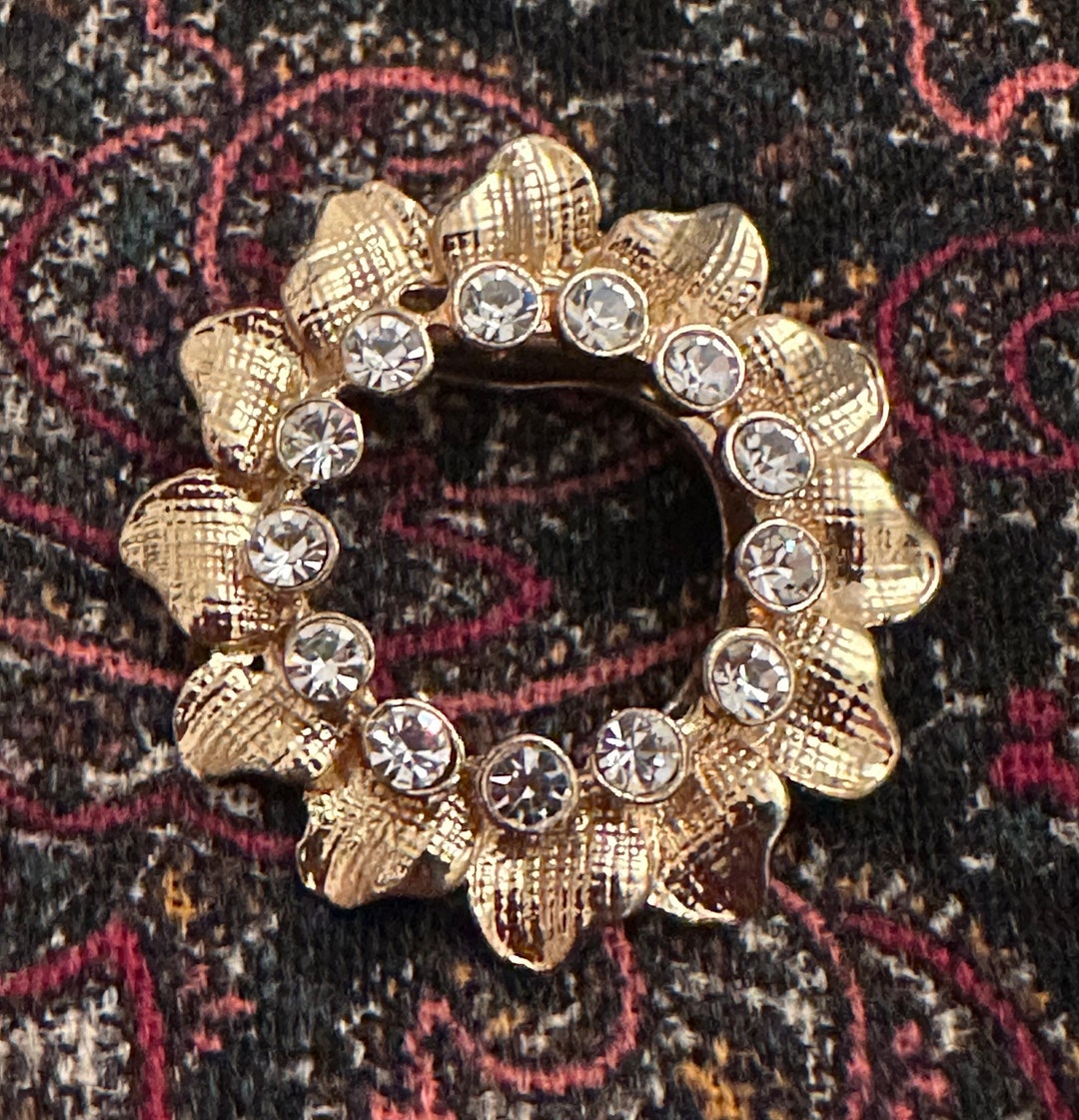 Rhinestone Scarf Clip, Art Nouveau Style, Wreath, Flower or Sun Design ...