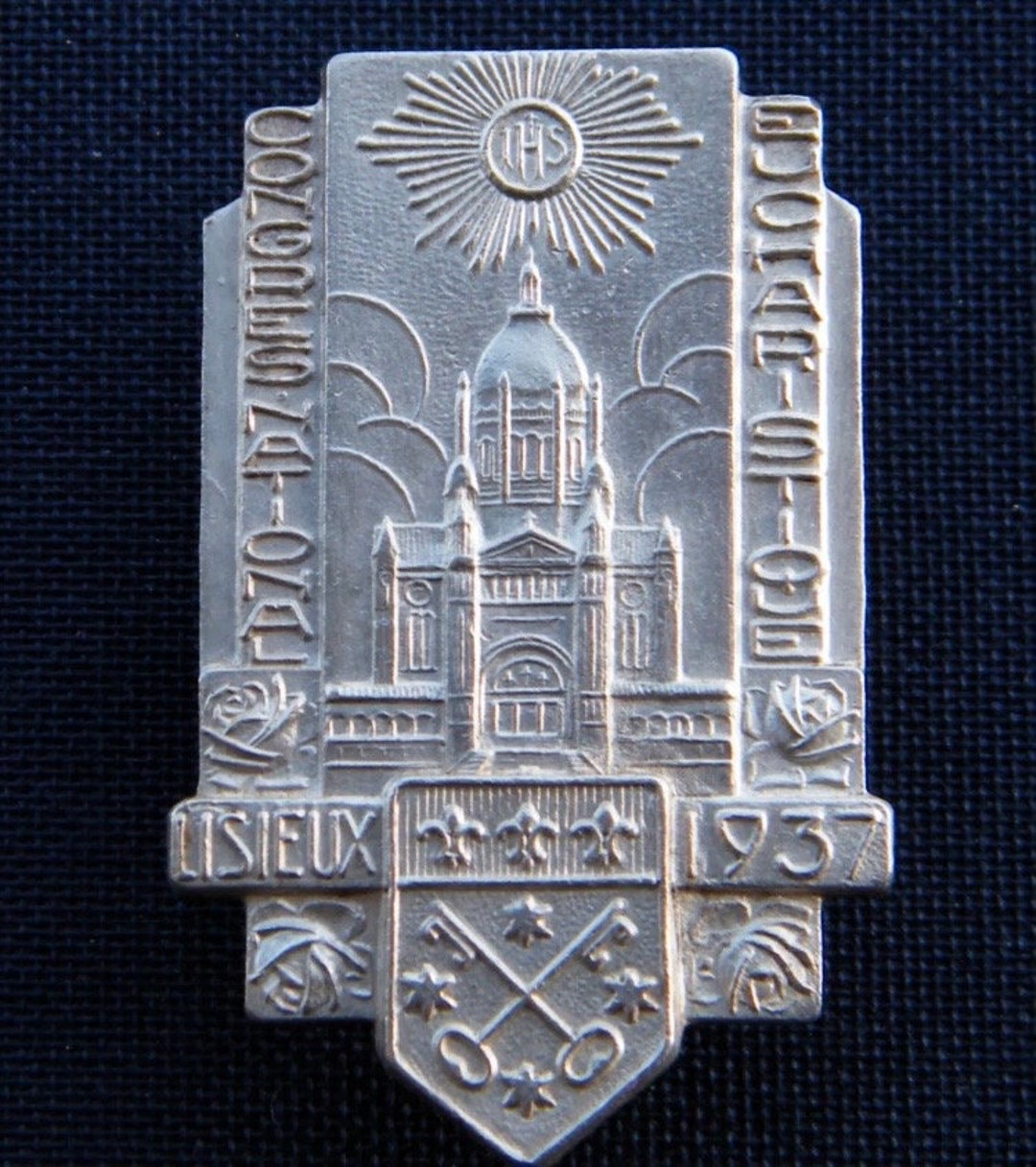 French Medal, Pewter Religious Brooch or Pin, St Therese of Lisieux ...