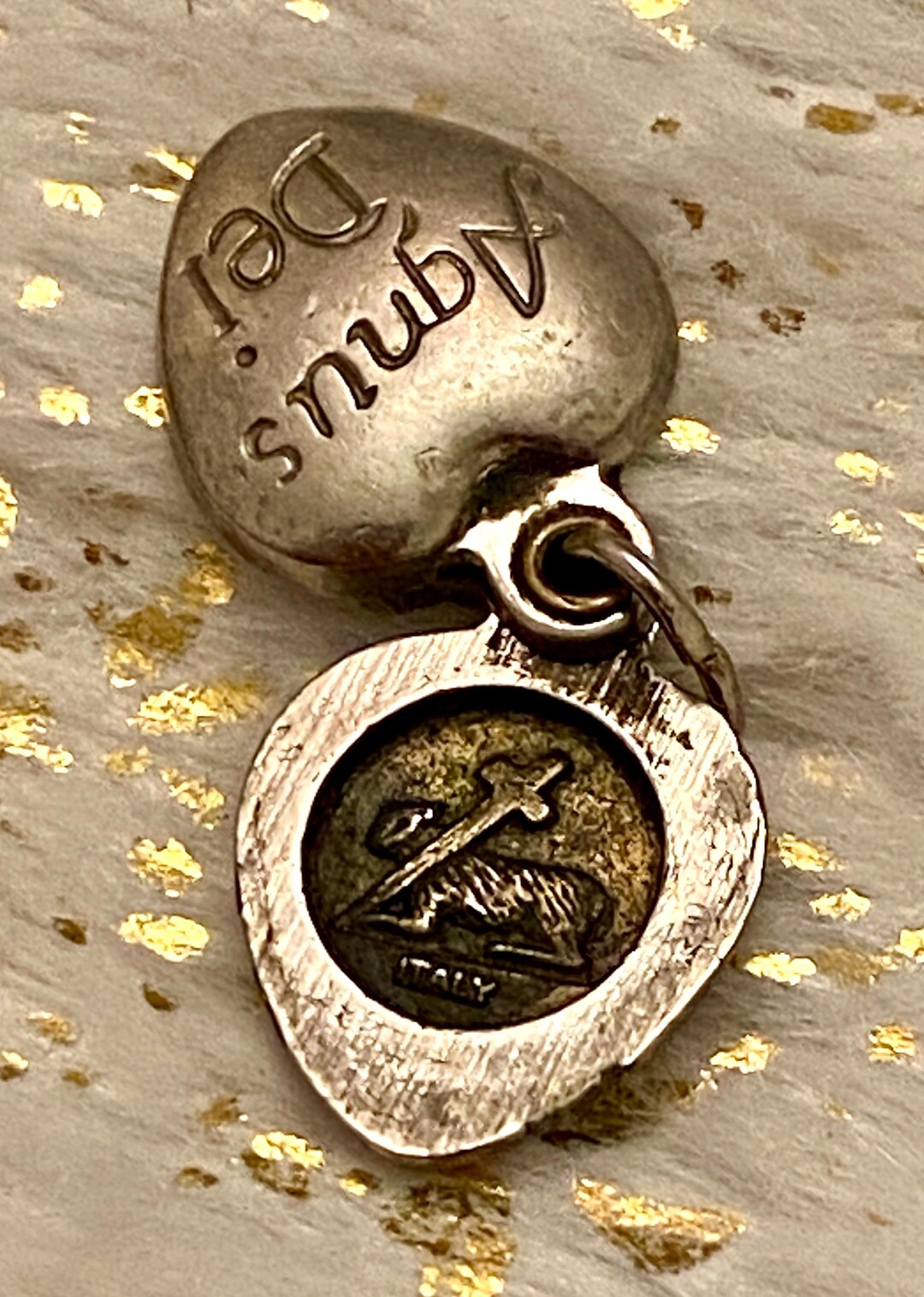 French Art Nouveau Heart Locket, Religious Medal, Lamb of God, Agnus ...