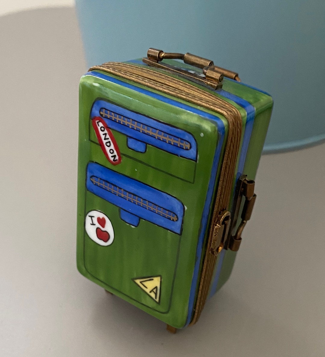Dubarry Limoges Trinket Box, Green Suitcase, Hand Painted, Vintage ...