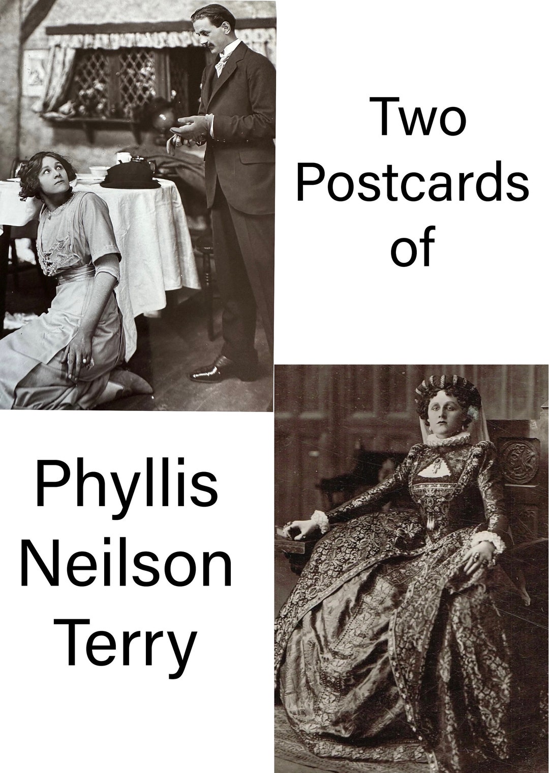 Two Antique Theatre Postcards, British Actress Neilson Terry, Queen ...