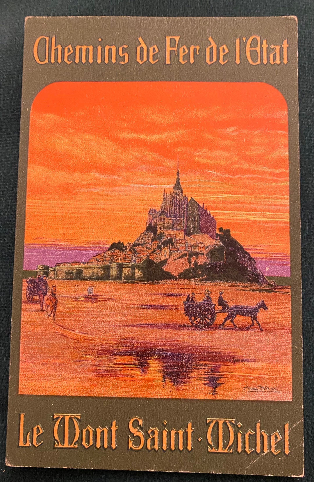 Antique French Postcard, Mont St Michel, Chemins De Fer, Artist André ...