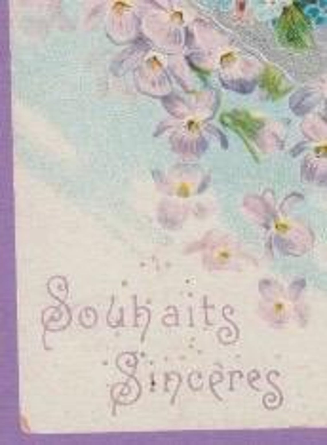 Partially Embossed Antique French Postcard, Sincere Wishes, Holding ...