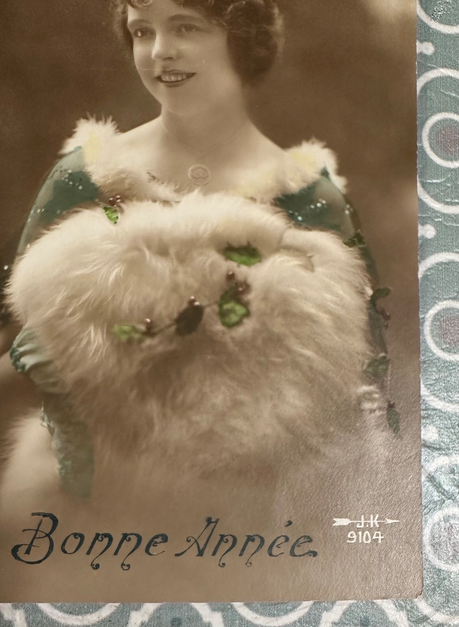 Antique French Bonne Année Greetings Postcard, Glamorous Lady, Sent ...