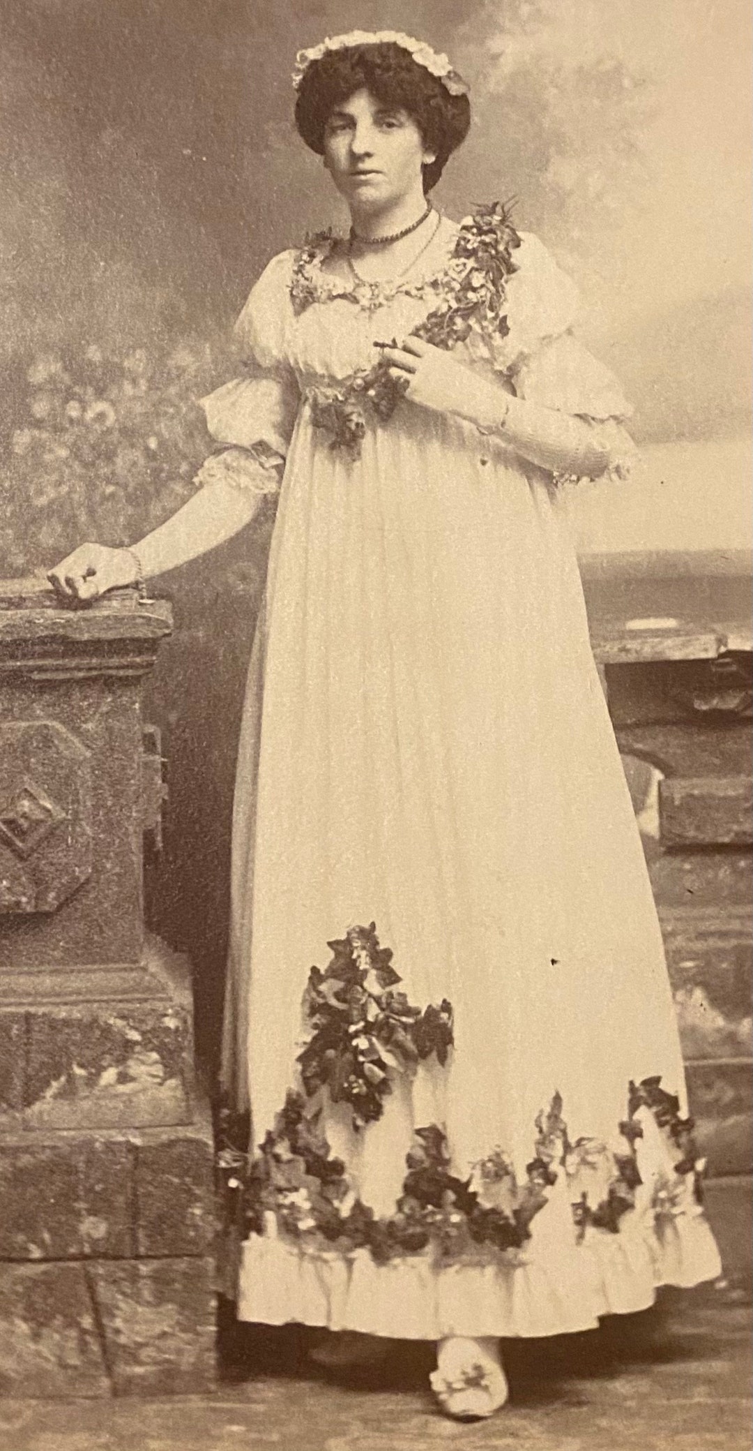 Glamorous Lady Postcard, Brunette Beauty, Classical Toga Dress ...