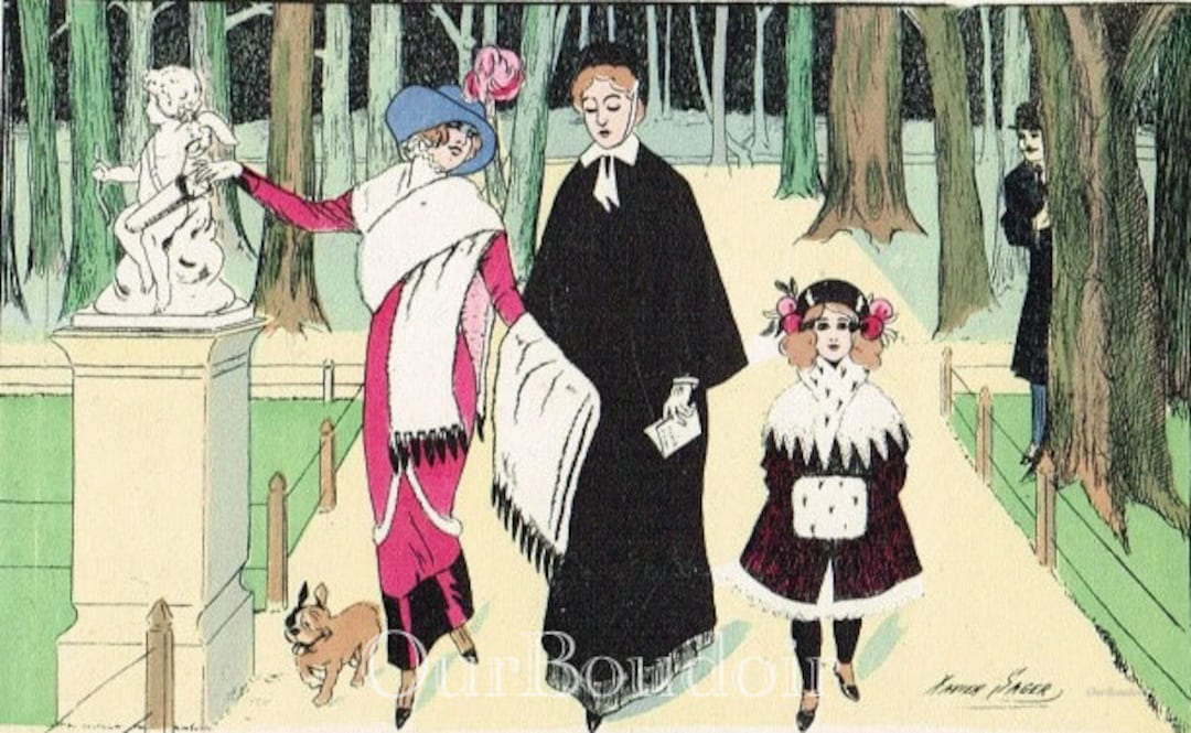 Artist Postcard Xavier Sager Art Deco 1910s // Ladies Fashion, Cupid ...