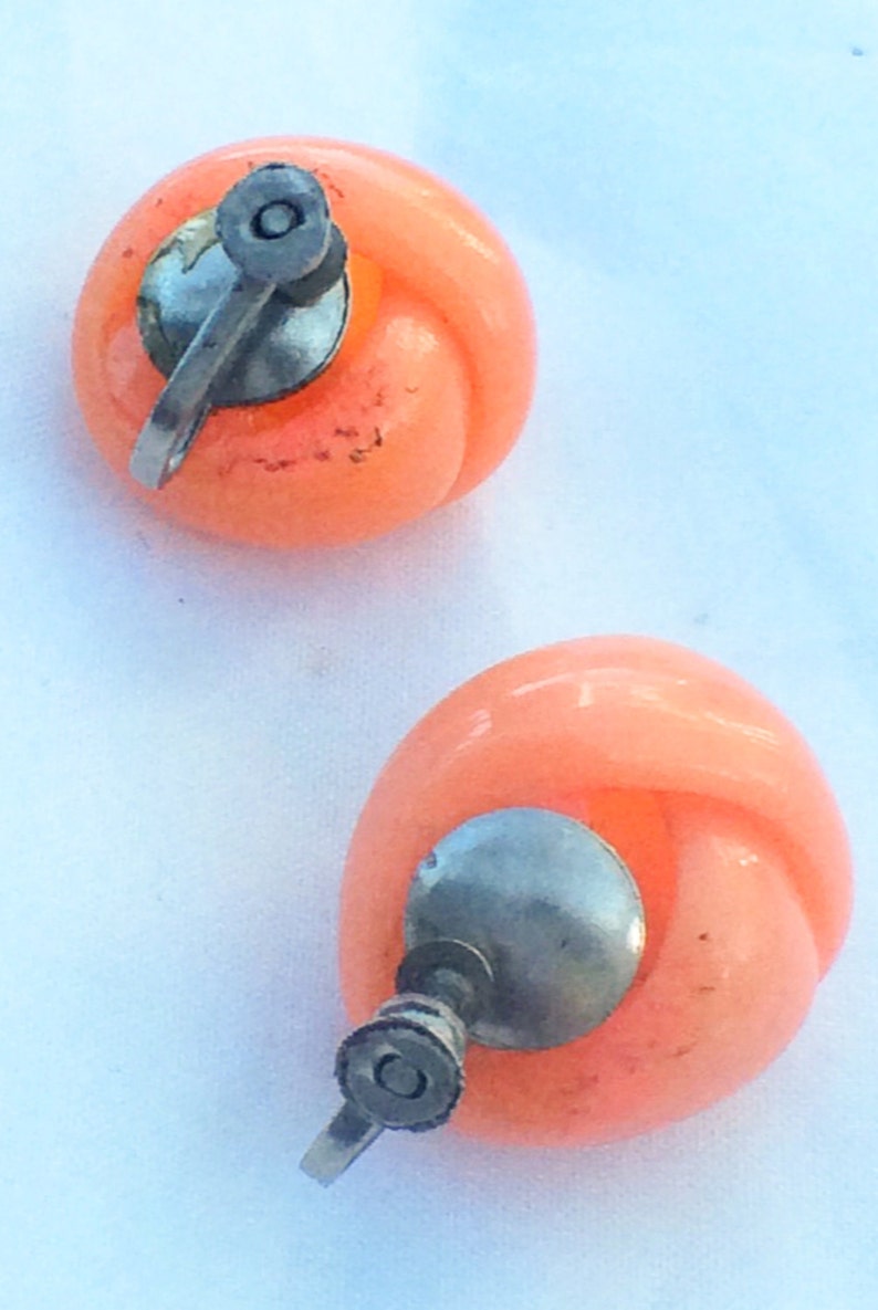Celluloid Earrings, Coral Peach, 1930s Art Deco Vintage Jewelry - Etsy