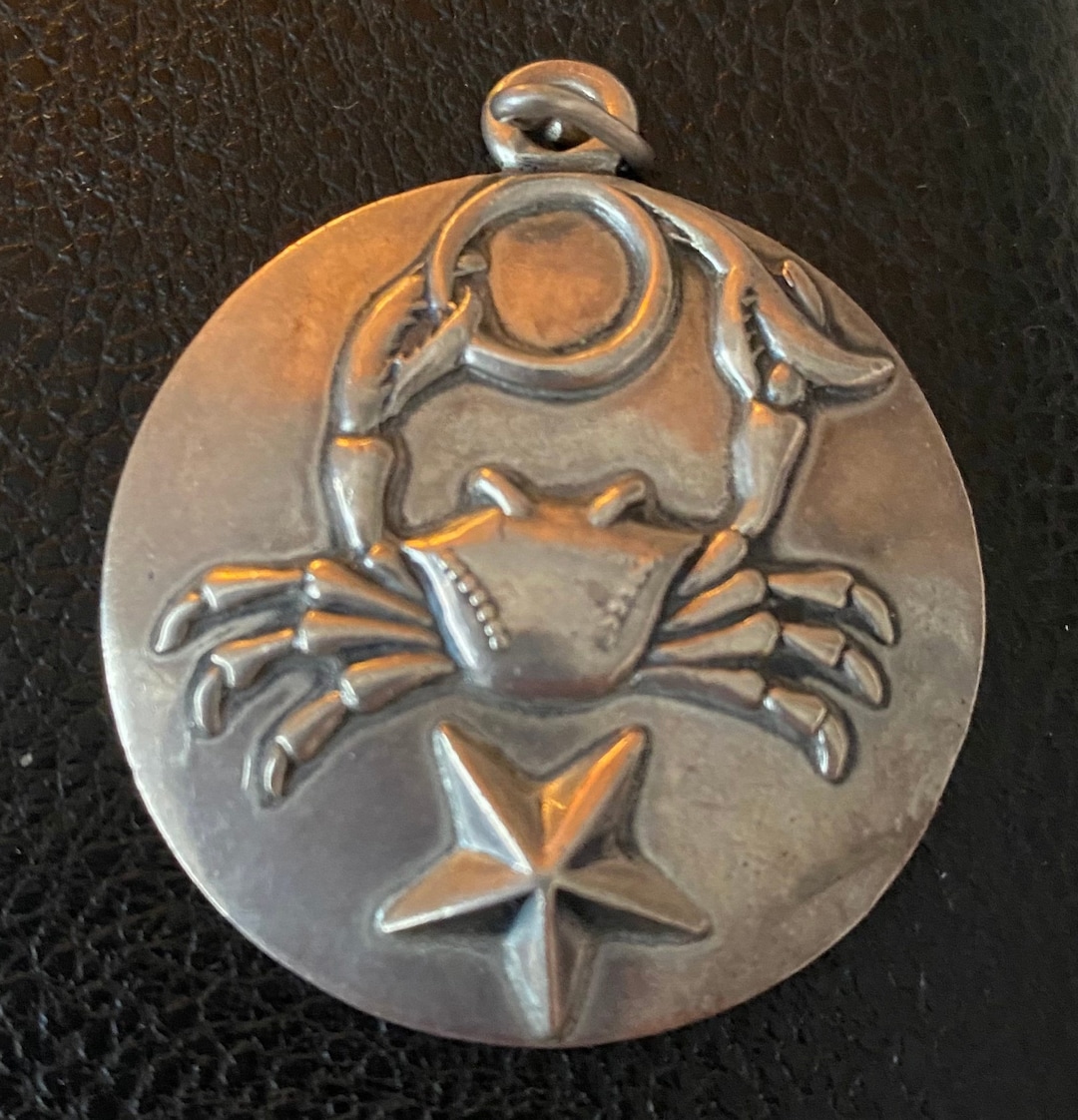 Margot De Taxco Silver Pendant, Zodiac Sign the Crab for Cancer ...