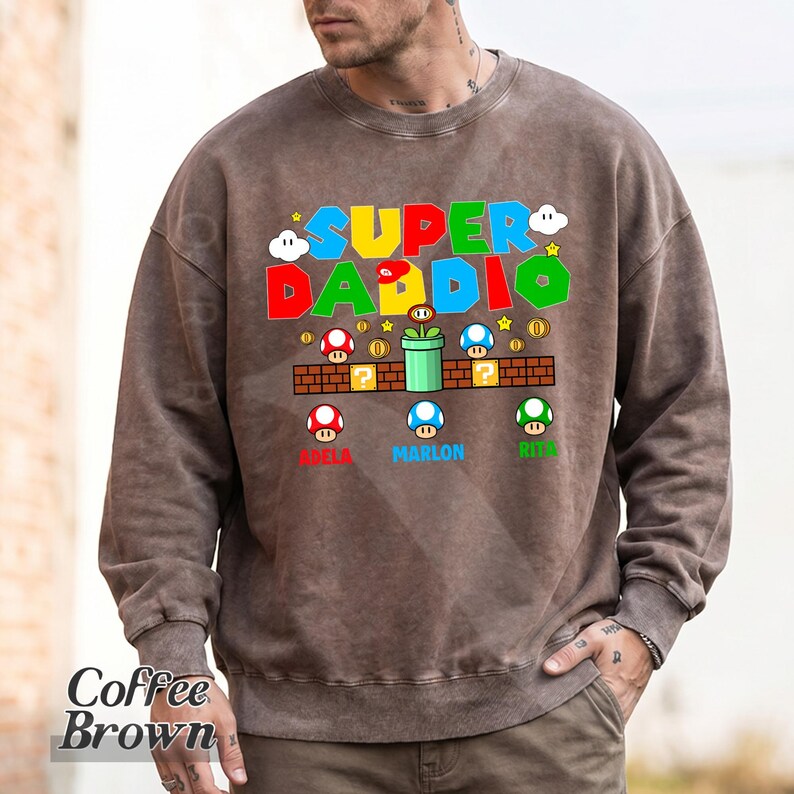 Personalisiertes Super Daddio Mario Shirt, personalisiertes Pilze ...