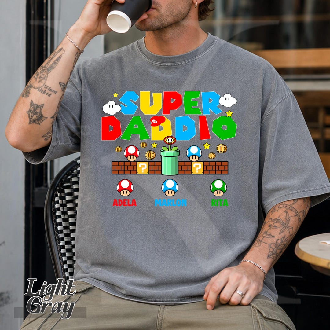 Personalisiertes Super Daddio Mario Shirt, personalisiertes Pilze ...