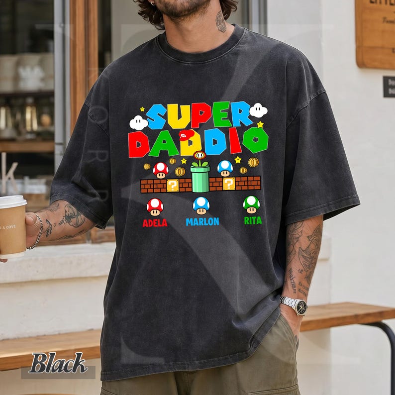 Personalisiertes Super Daddio Mario Shirt, personalisiertes Pilze ...