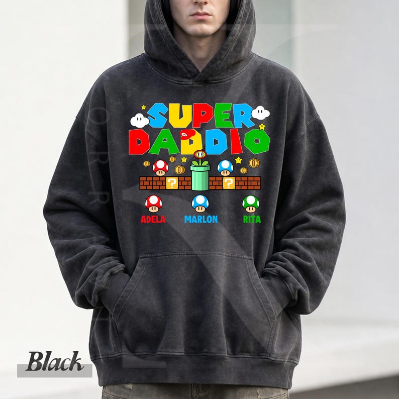 Personalisiertes Super Daddio Mario Shirt, personalisiertes Pilze ...