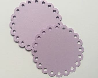 Circle Die Cut Scalloped Circles in Lavender Purple Cardstock | Etsy