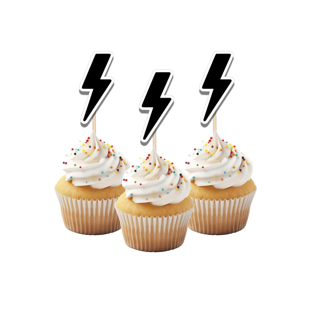 Layered Lightning Bolt Cupcake Toppers / Flash Themed Party Decor ...