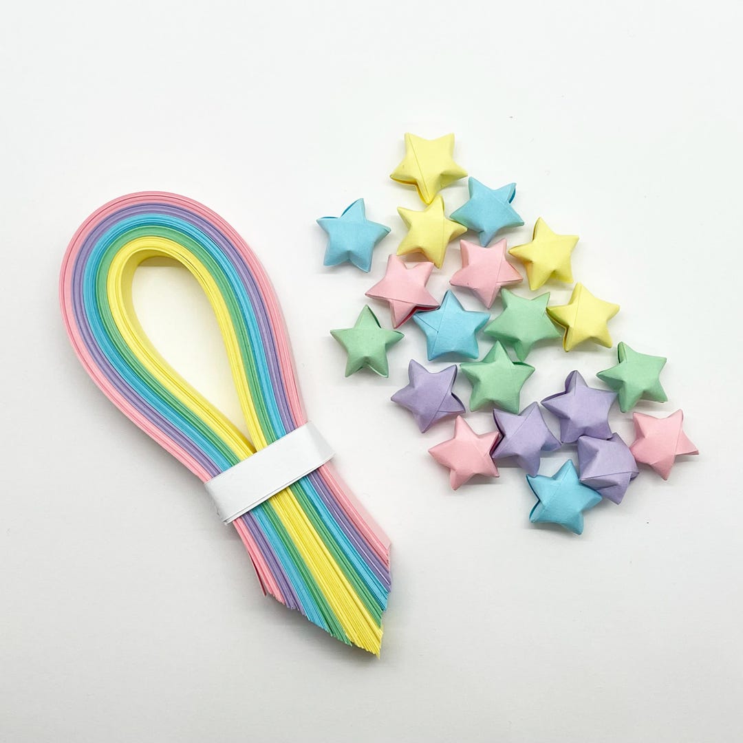 Assorted Pastels Handmade Origami Paper Stars Strips // Origami Wishing ...