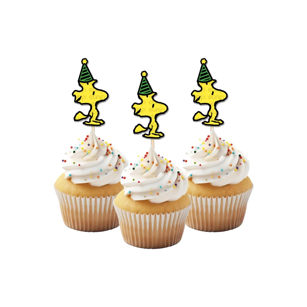 Woodstock With Party Hat Cupcake Toppers // Birthday Toppers // Party ...