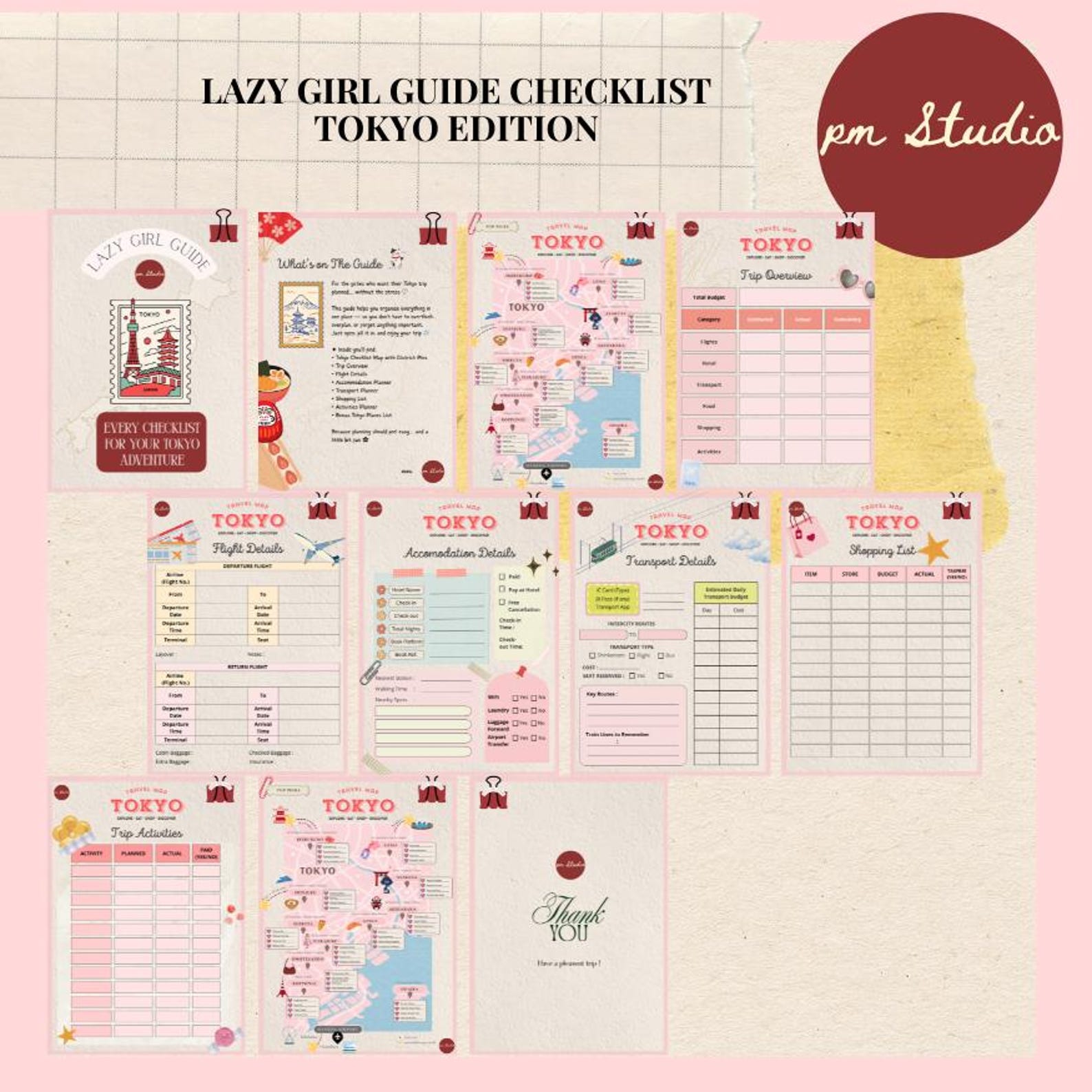 Tokyo Travel Planner Printable - Lazy Girl Guide, Checklist Map, Budget ...