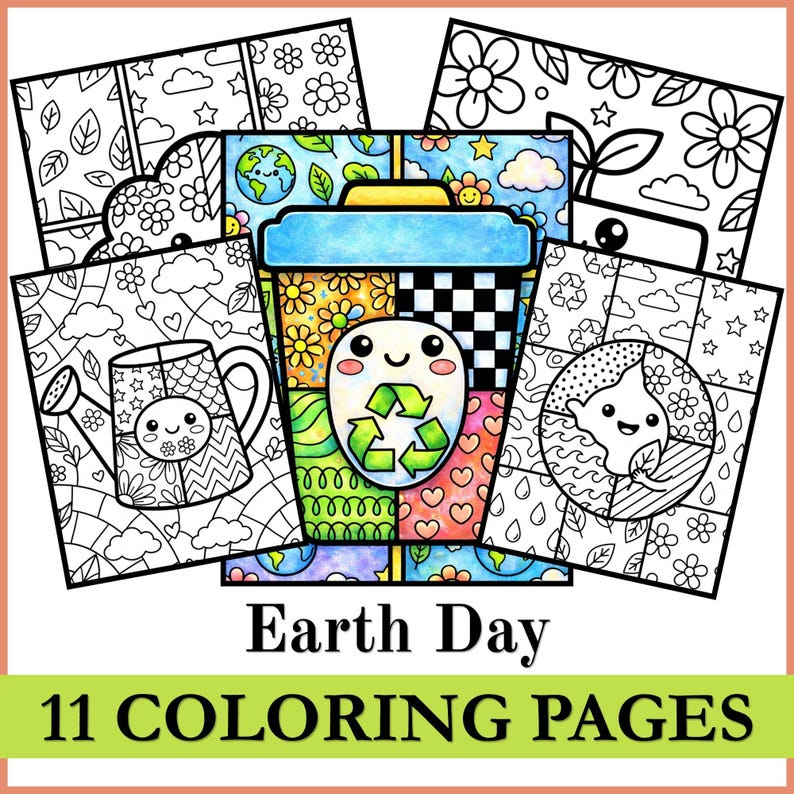 Earth Day Coloring Pages for Kids | Cute Kawaii Earth Day Printable ...