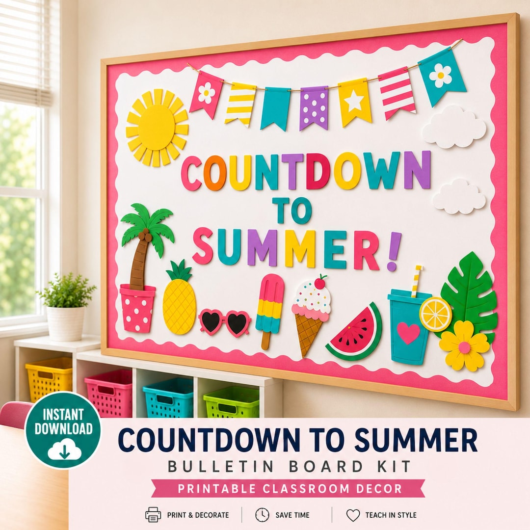 Summer Bulletin Board Kit | Countdown Classroom Decor (printable) - Etsy