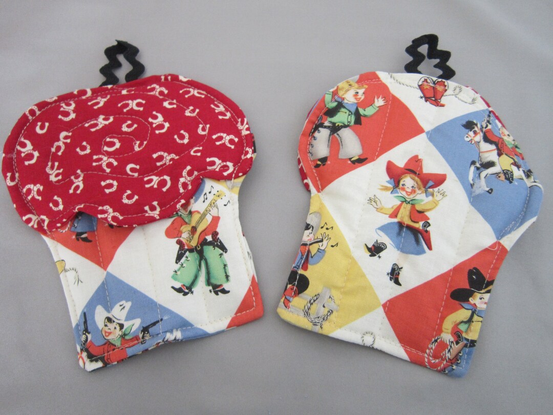Kids Cowgirl and Cowboy Cupcake Oven Mitt Set - Etsy