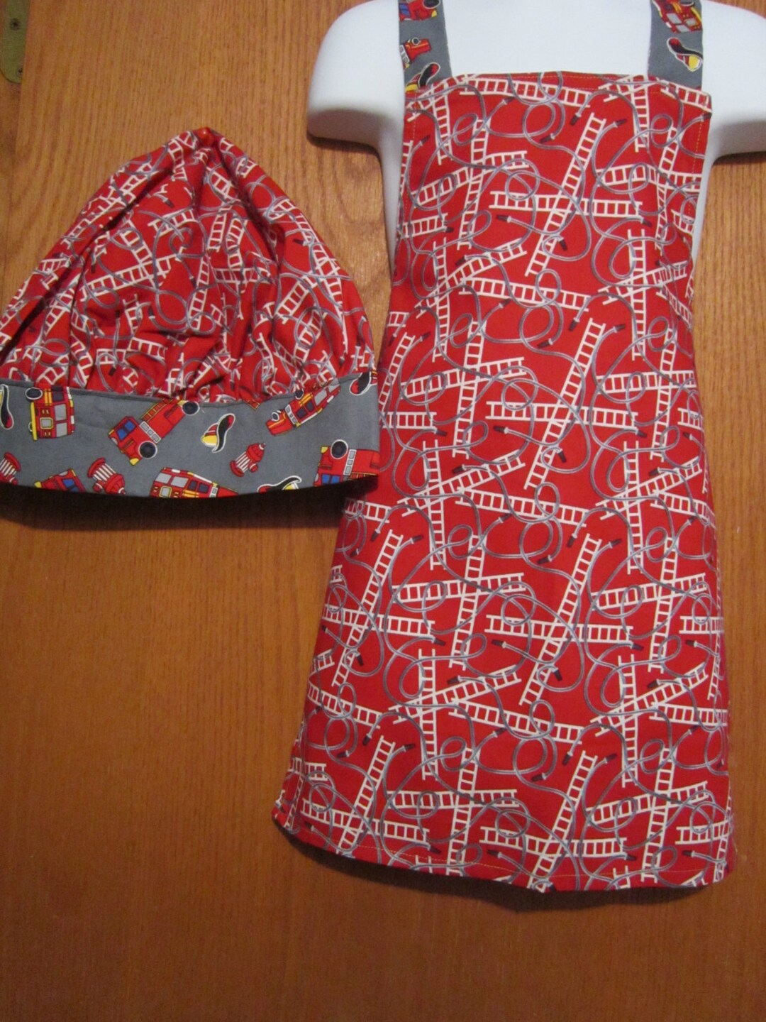 Apron Set - Fireman Ladders and Hoses With Chef Hat - Etsy