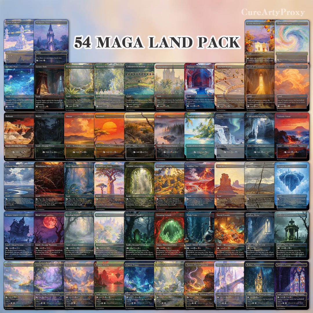 Monet Oil Painting Inspired Mega EDH Land Pack - 54 Full Art Cards Pack ...