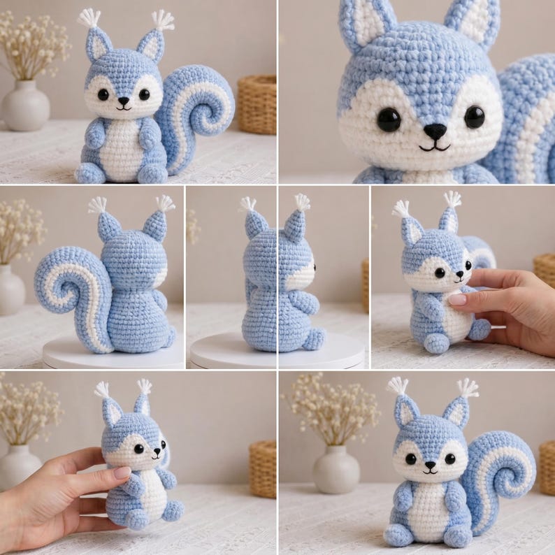 Crochet Woodland Squirrel PDF Pattern, Handmade Amigurumi Animal, DIY ...