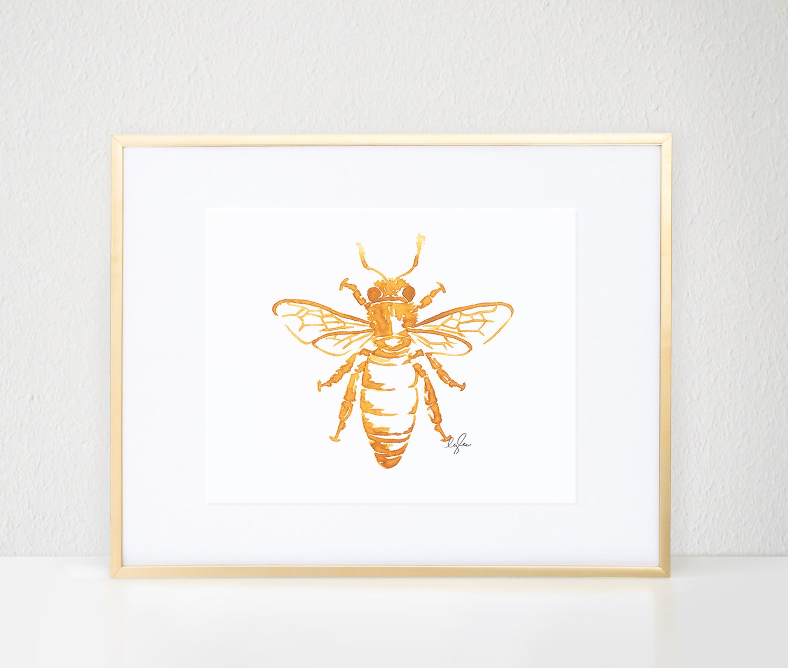 Queen Bee Print, Gold Bug Illustration - Fashion Wall Art Watercolor ...