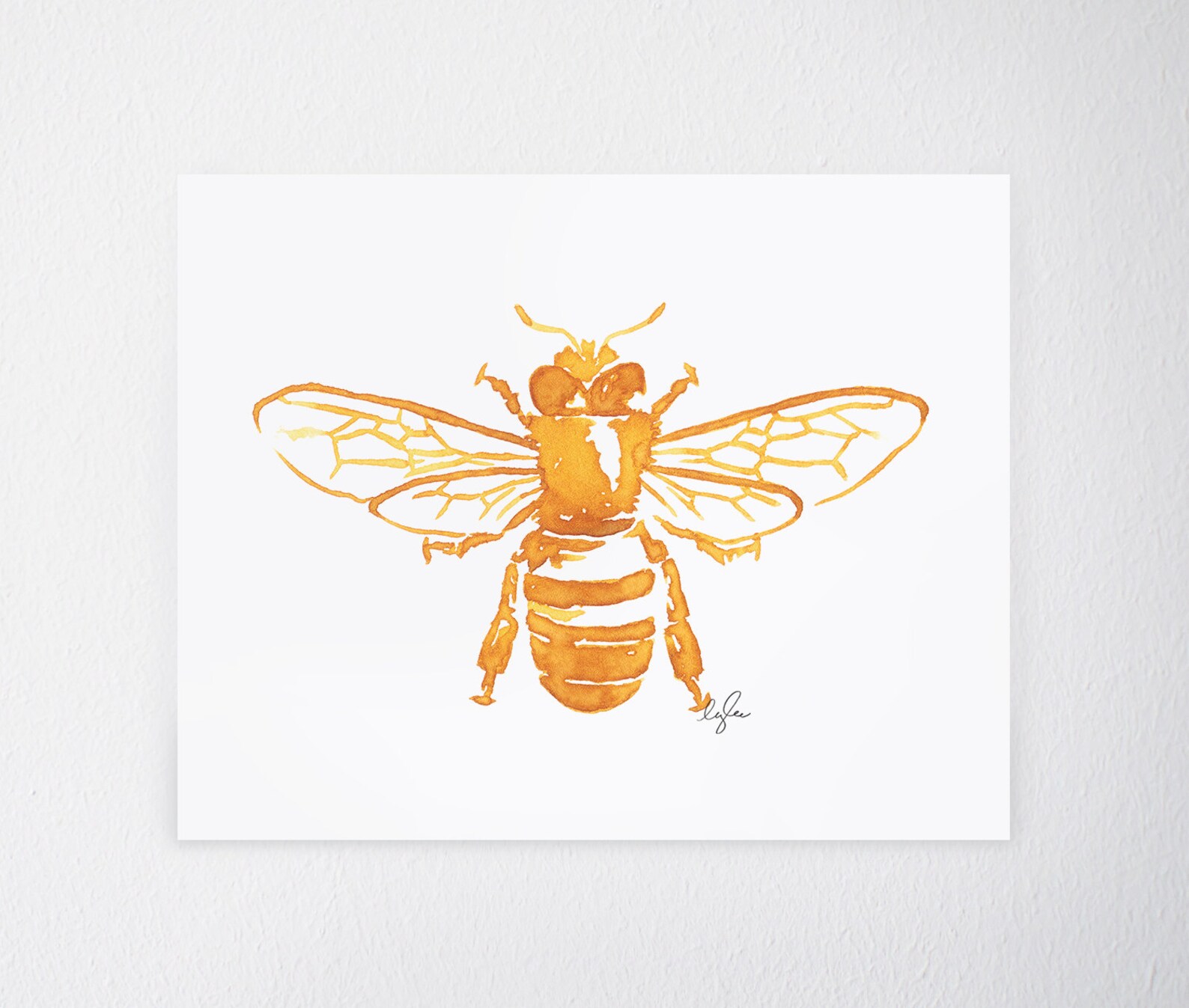 Bee Print, Gold Bug Illustration - Fashion Wall Art Watercolor Painting ...