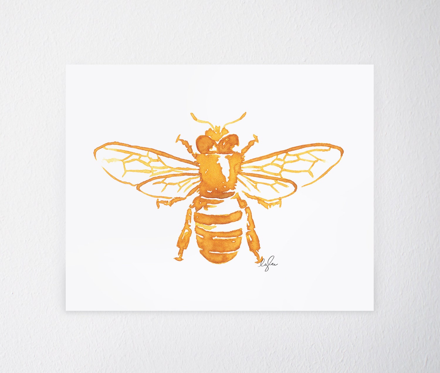 Bee Print Gold Bug Illustration Fashion Wall Art Watercolor | Etsy