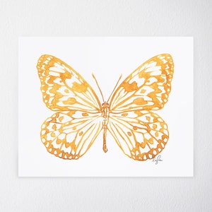 Butterfly Print, Gold Bug Illustration - Fashion Wall Art Watercolor ...