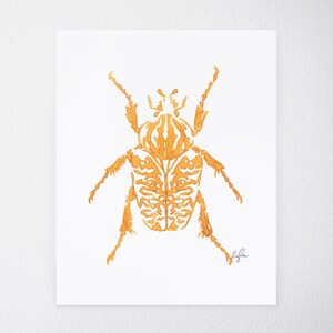 Beetle Print, Gold Bug Illustration - Inkblot Fashion Wall Art ...
