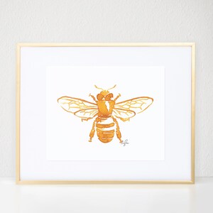 Bee Print, Gold Bug Illustration Fashion Wall Art Watercolor Painting ...