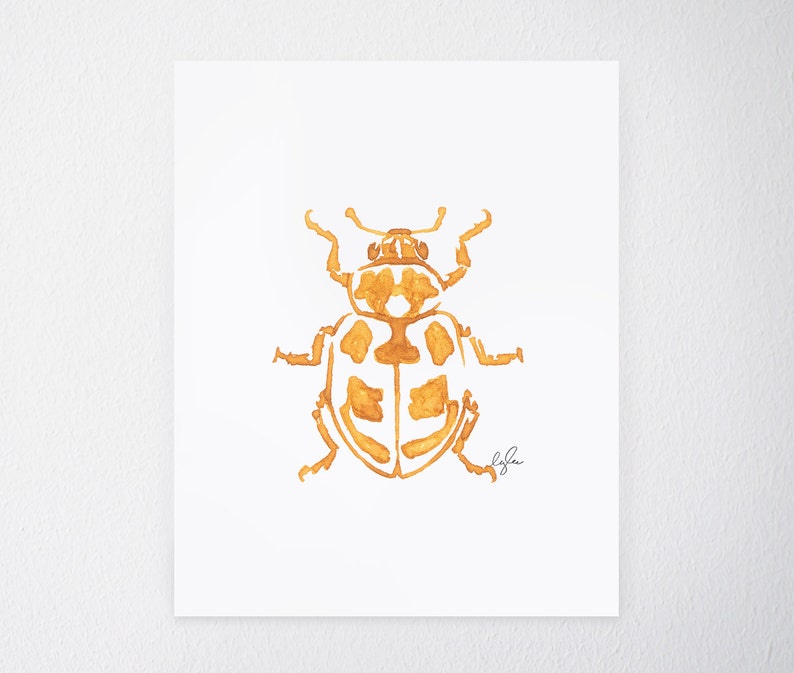 Beetle Print Gold Bug Illustration Inkblot Fashion Wall Art | Etsy