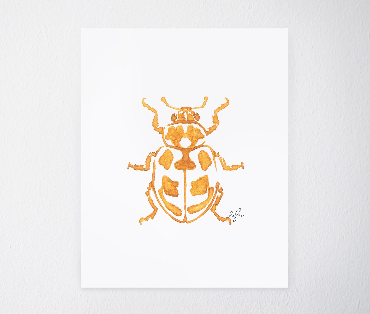 Beetle Print Gold Bug Illustration Inkblot Fashion Wall Art | Etsy