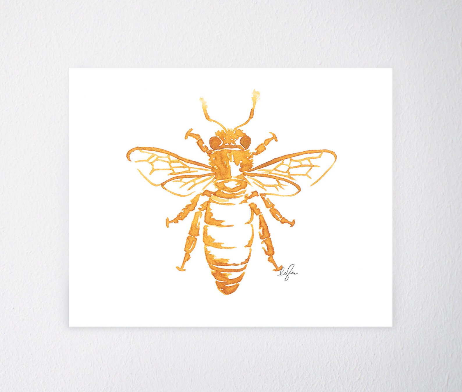 Queen Bee Print, Gold Bug Illustration - Fashion Wall Art Watercolor ...