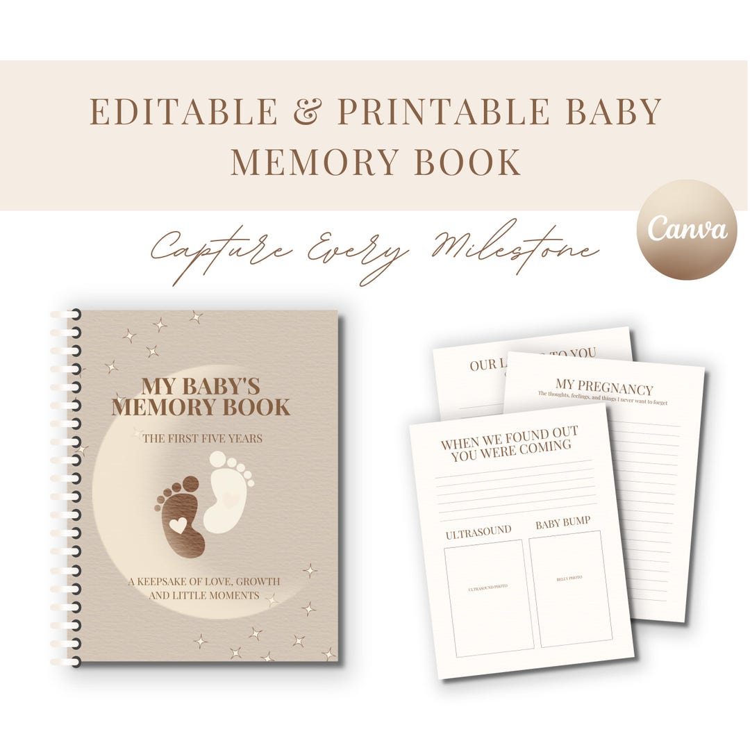Editable Printable Baby Memory Book – First Five Years Keepsake ...