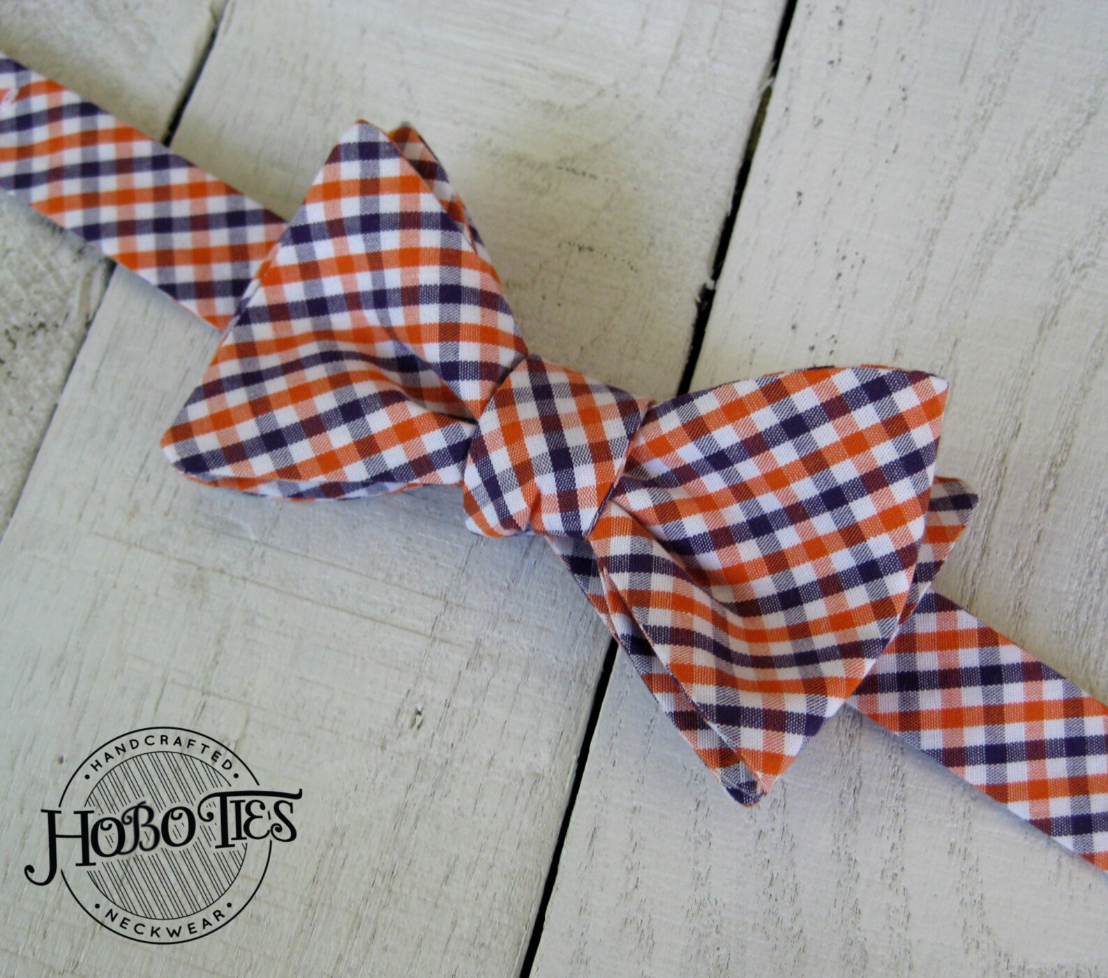 Purple & Orange Tattersall Check Bow Tiemens Self Tie Bow | Etsy