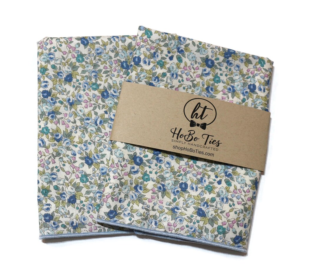Blue & Sage Floral Pocket Square~wedding Accessory~anniversary Gift ...