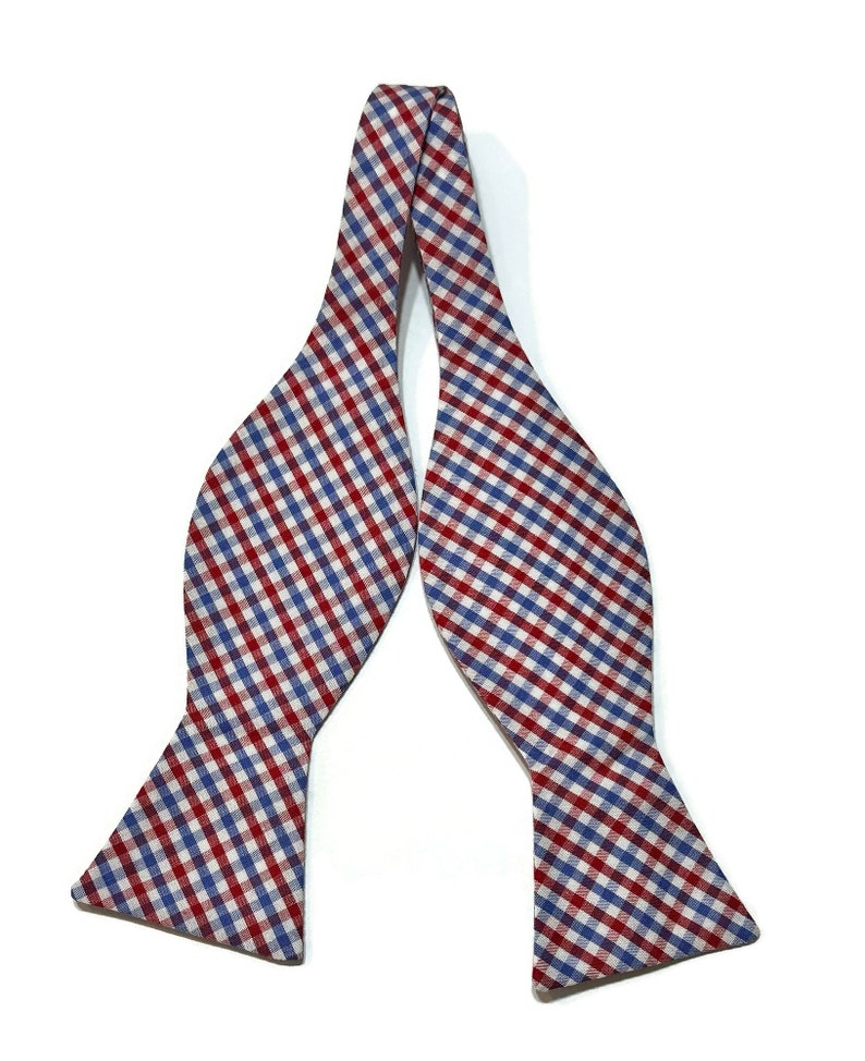 Red & Blue Tattersall Check Bow Tie~mens Self Tie Bow Tie~mens Pre-tied ...